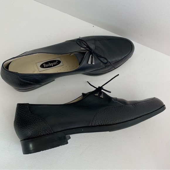 Rockport | Shoes | Rockport Lace Up Oxford Shoes Black Leather Silver ...